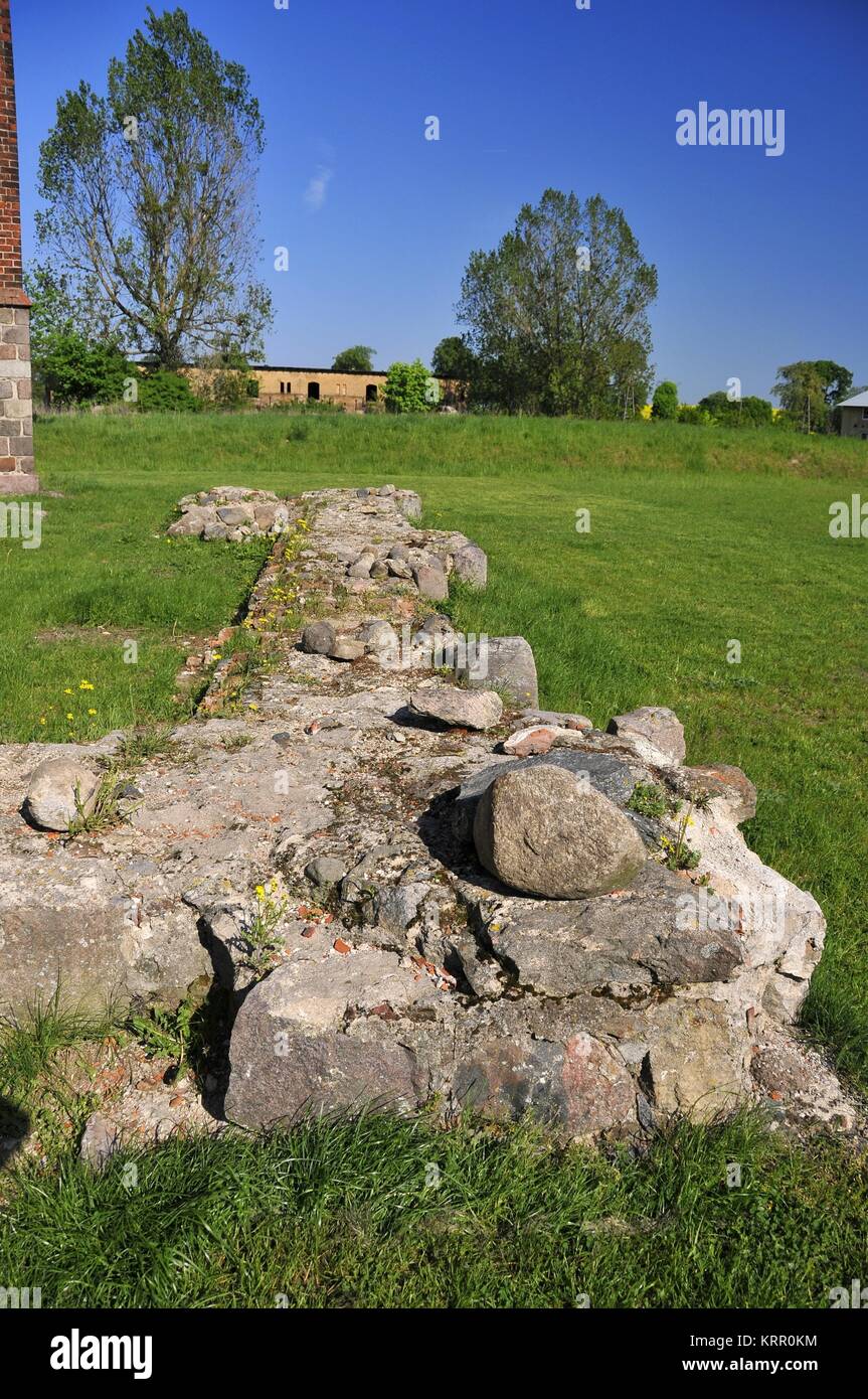 Granite foundations of an older medieval building with remnants of ...