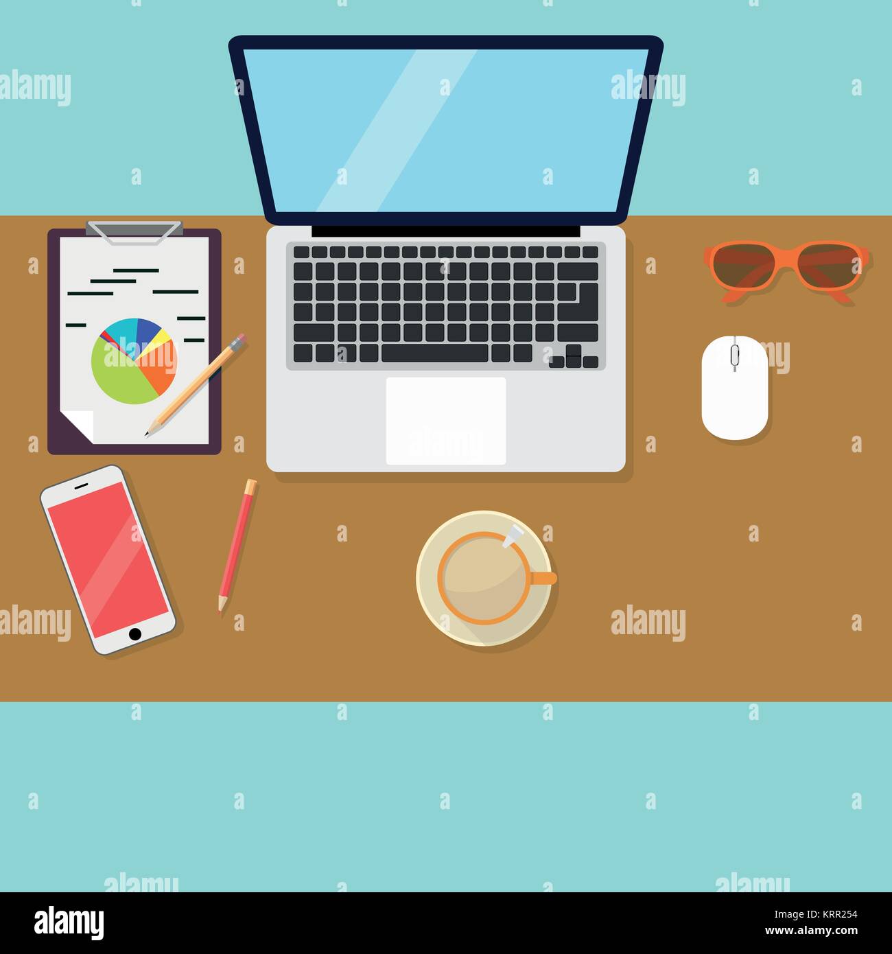 Flat design vector illustration of modern office interior with in ...