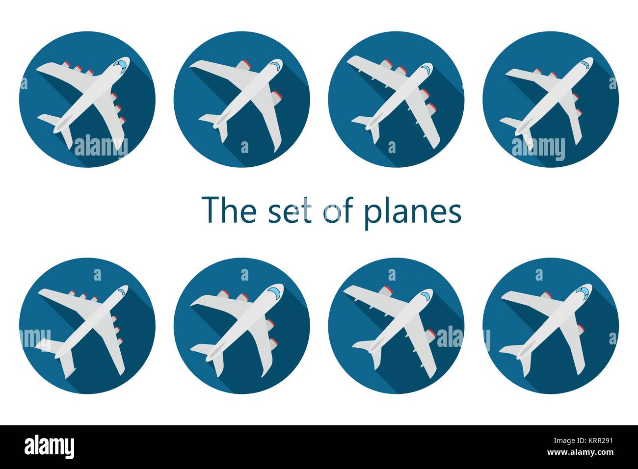 Vector set of different airplane icon with long shadow Stock Vector ...