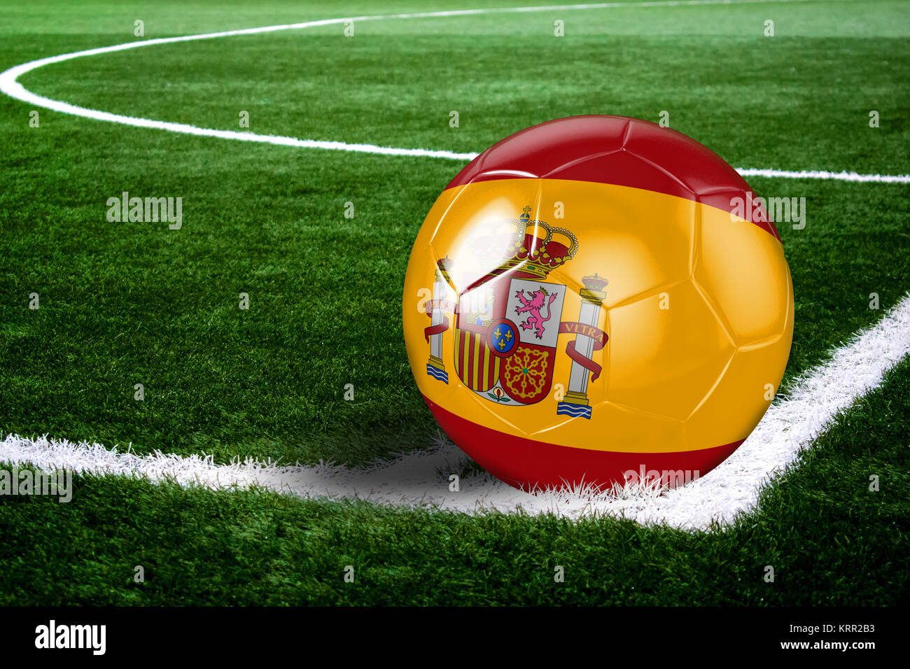High quality render of soccer ball ready to shoot at at soccer field on ...