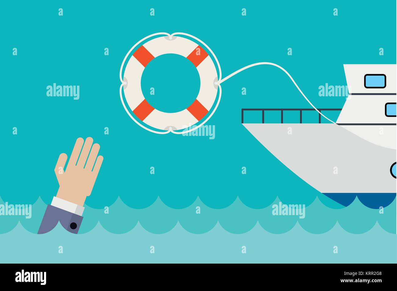 Vector business concept in flat style - helping business to survive ...