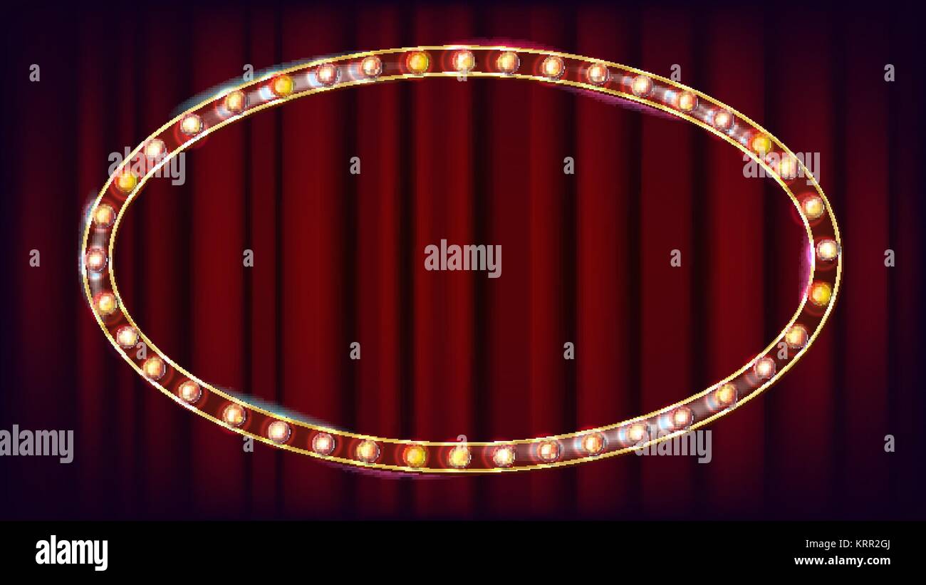 Retro Billboard Vector. Shining Light Sign Board. Realistic Shine Lamp ...