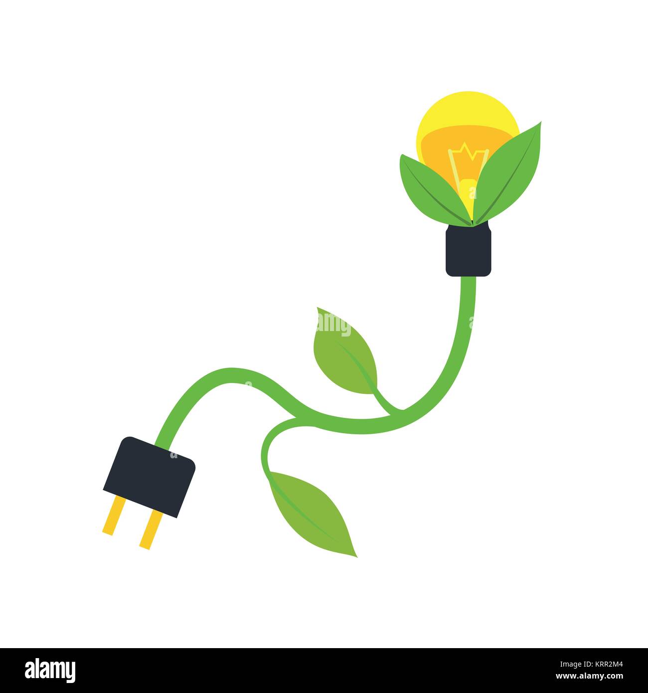 Green energy electricity icon - isolated on white background Stock ...