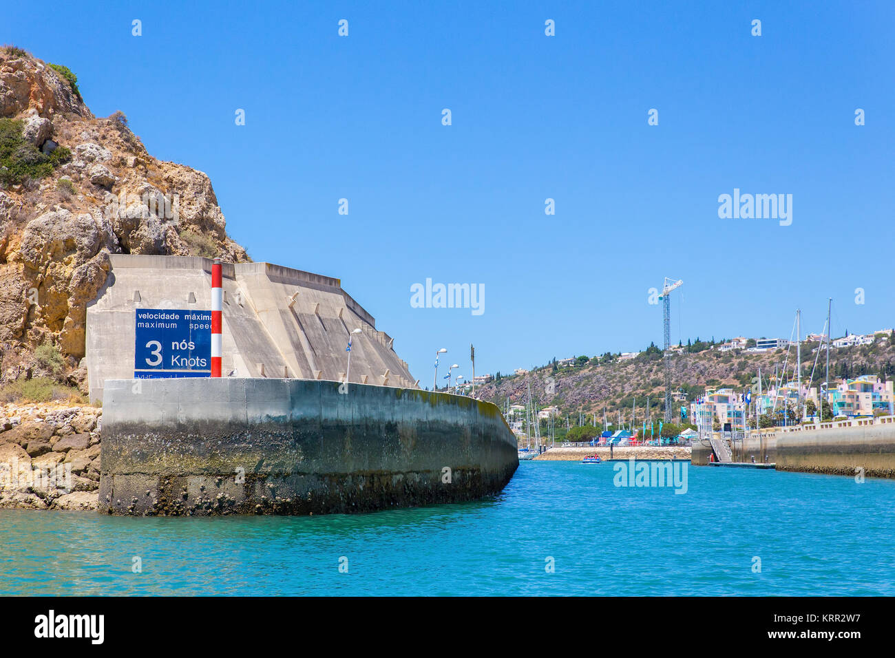 Entry port in Albufeira Portugal over sea water Stock Photo - Alamy
