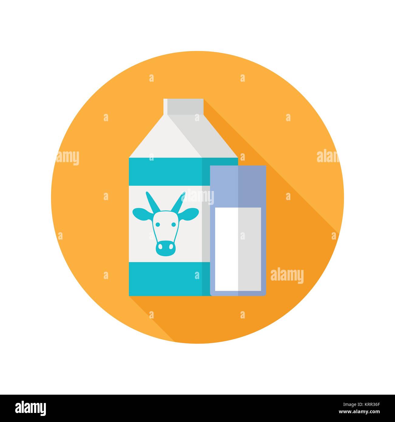 Milk flat icon. Modern flat icons with long shadow effect in stylish ...