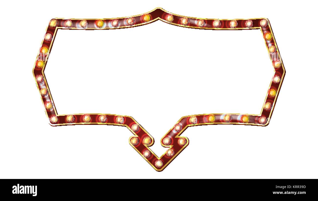 Retro Billboard Vector. Shining Light Sign Board. Realistic Shine Lamp ...