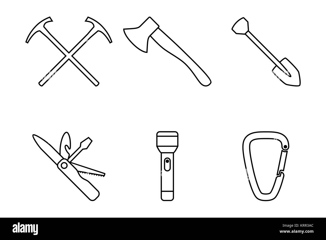 Camping equipment Black and White Stock Photos & Images - Alamy