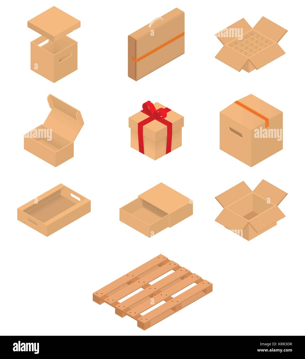 Set of isometric cardboard boxes to sent mail Stock Vector Image & Art ...