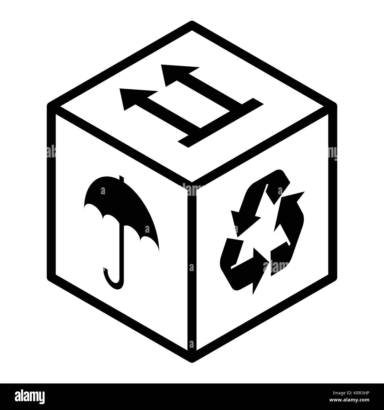 Isometric fragile box sign - vector monochrome icon Stock Vector Image ...