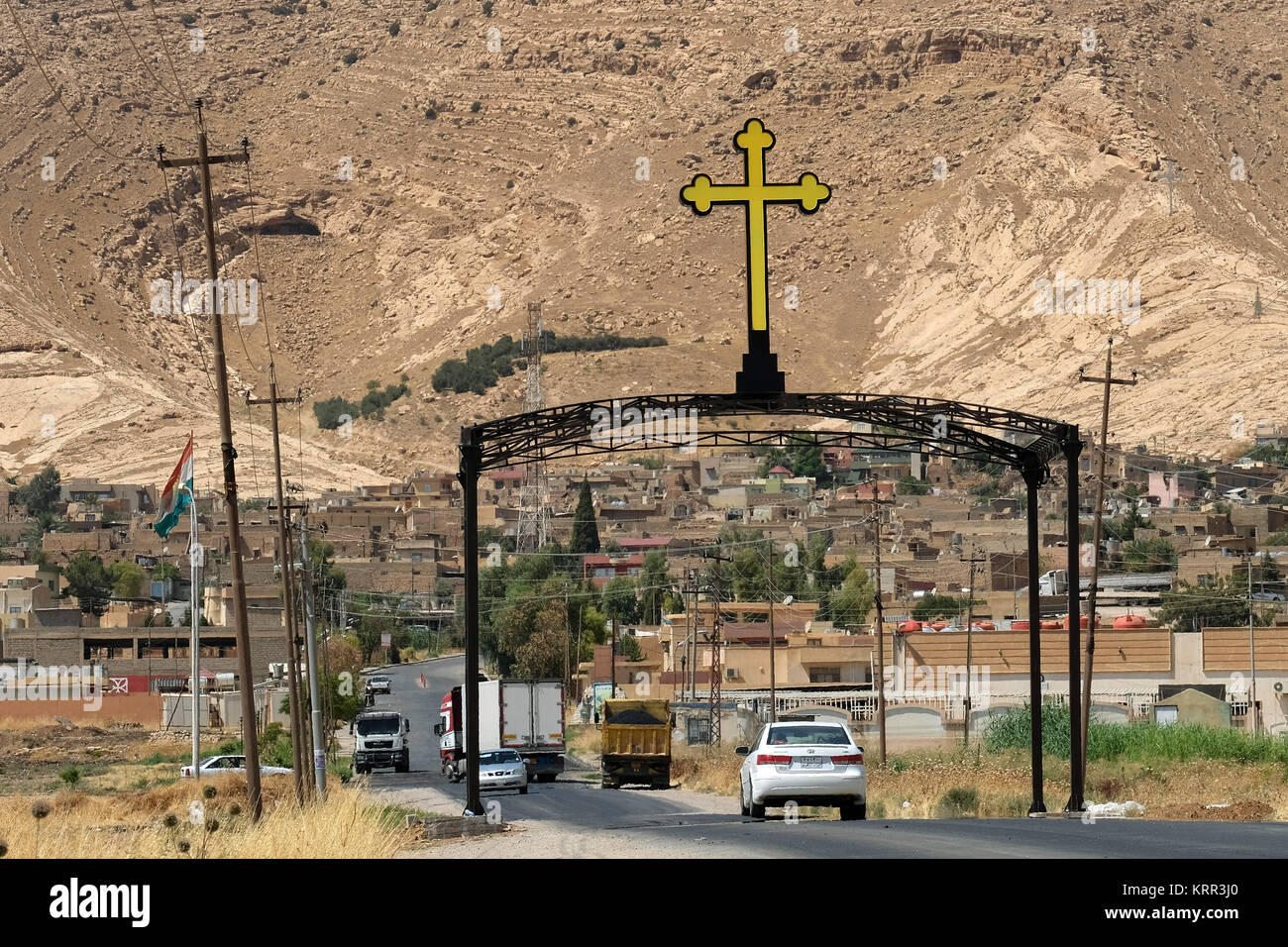 Entrance to the Christian village of Alqosh, Nineveh Plain, Northern ...
