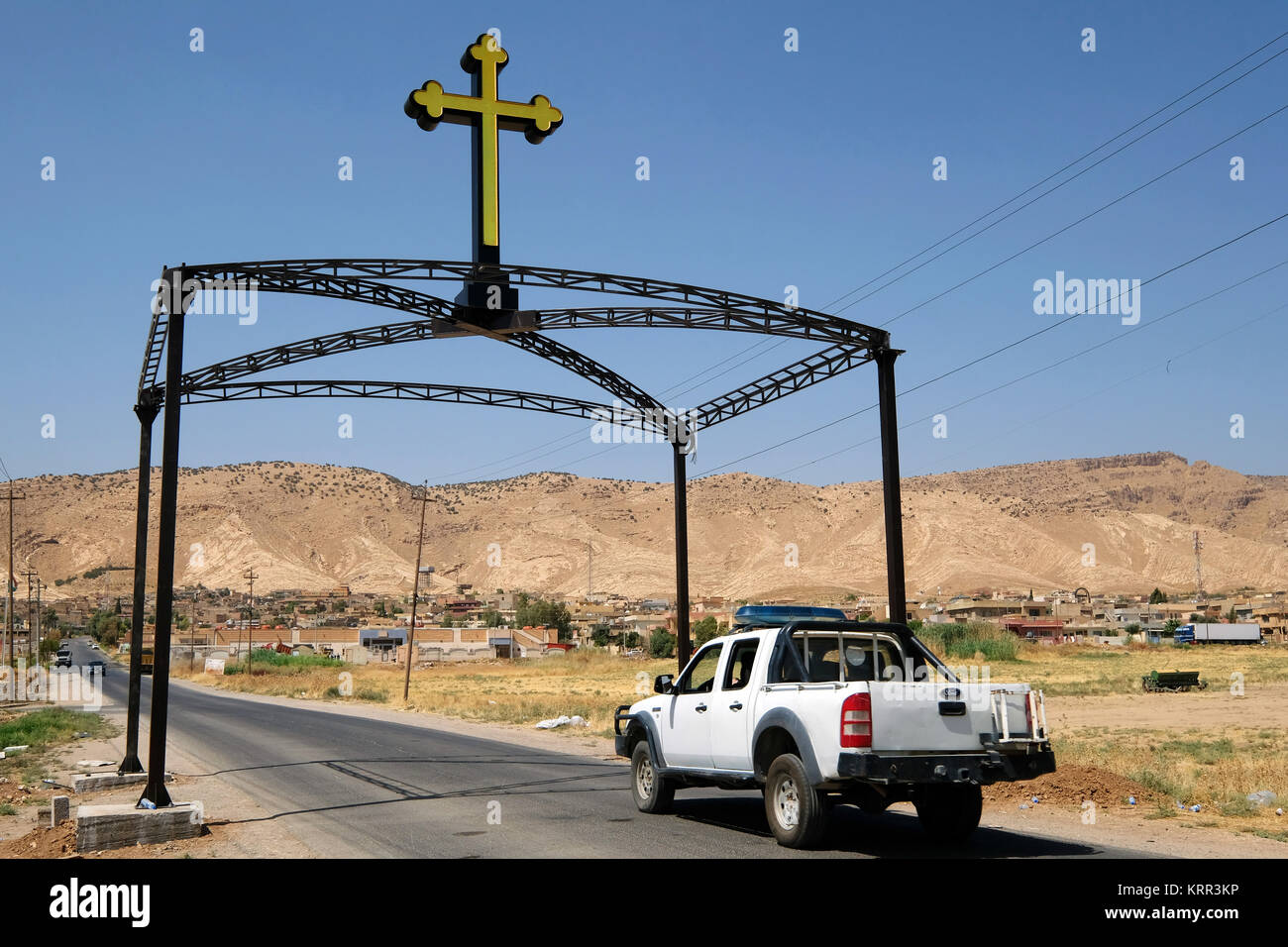 Entrance to the Christian village of Alqosh, Nineveh Plain, Northern ...