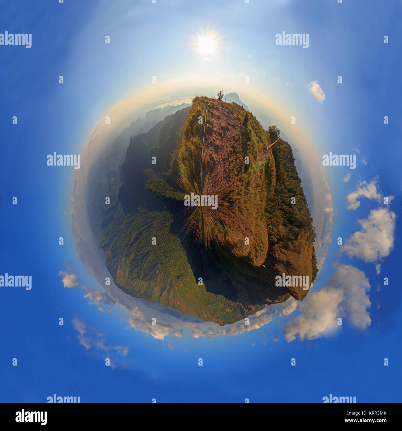 360 panorama of high mountain in sunset time Stock Photo - Alamy