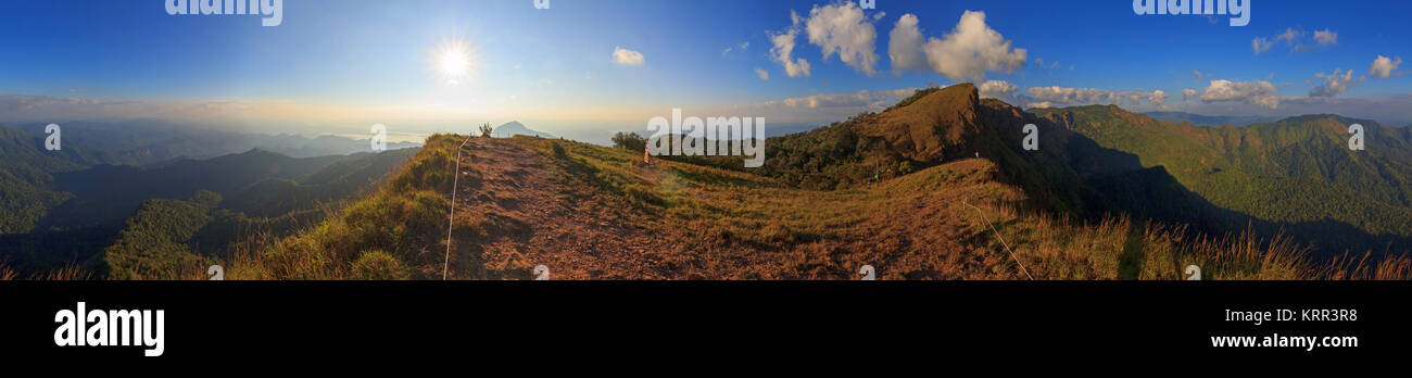 360 panorama of high mountain in sunset time Stock Photo - Alamy