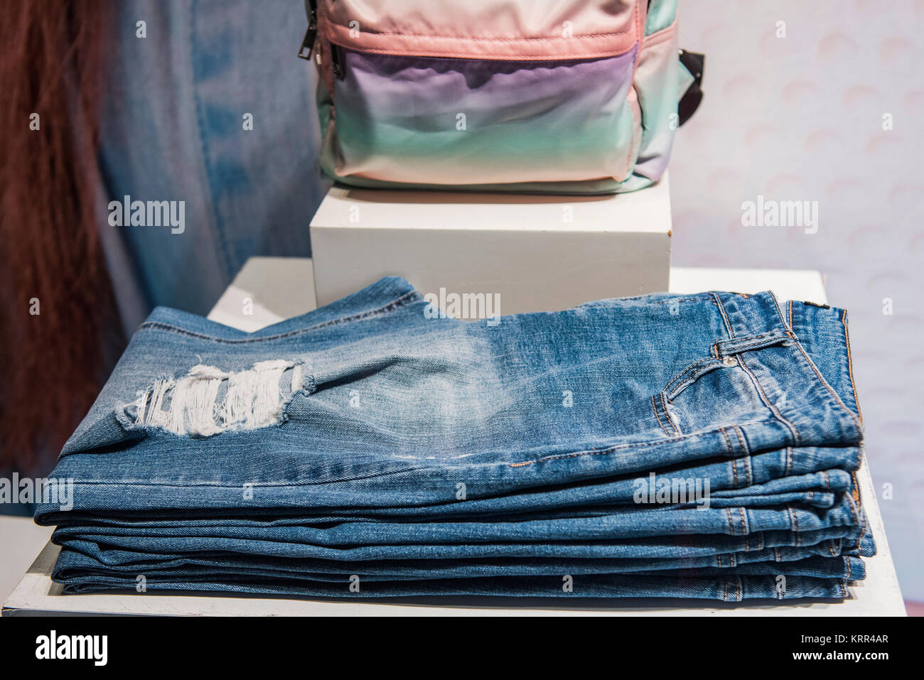 Jeans in a store Stock Photo - Alamy