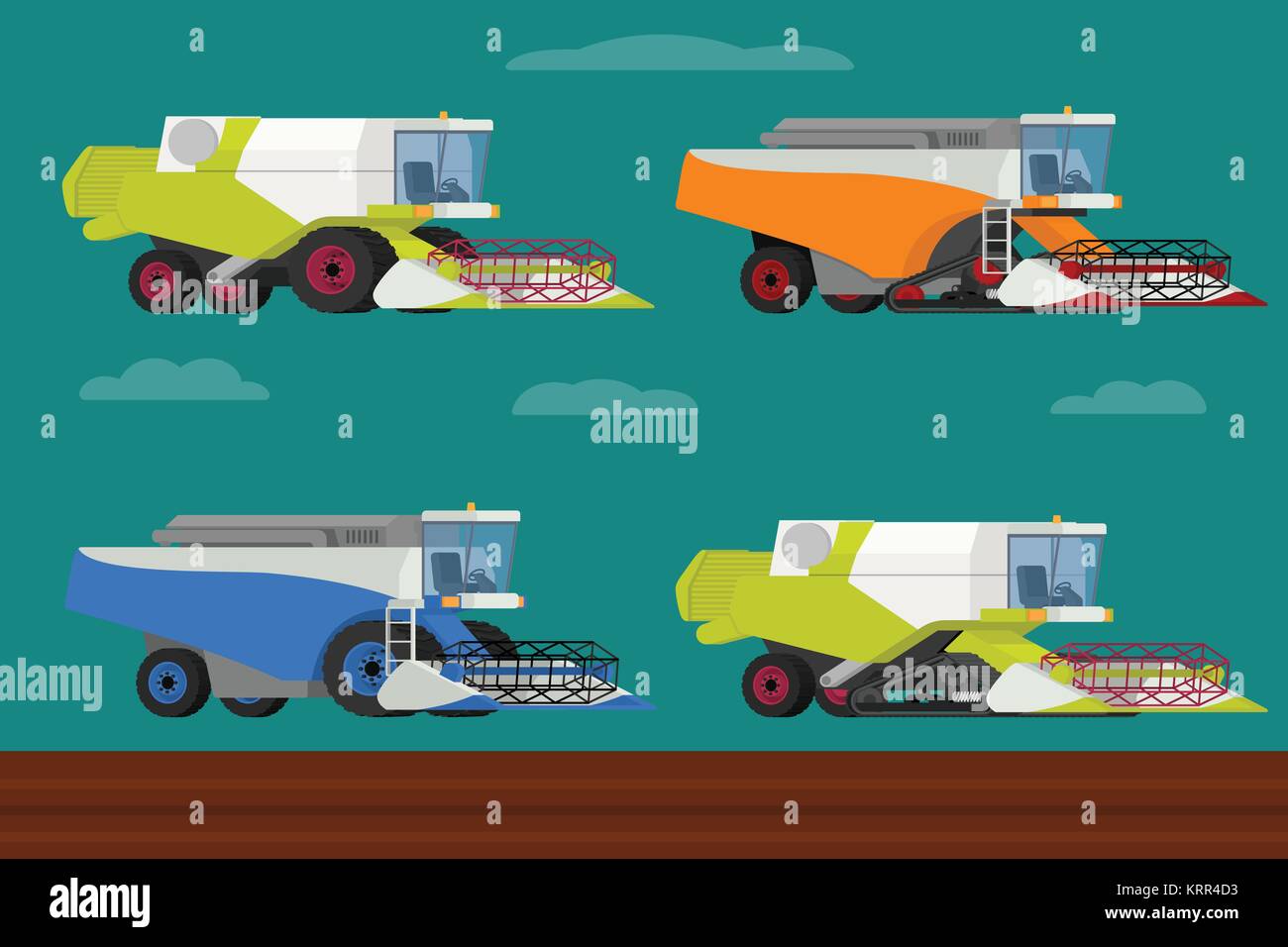Vector set of agricultural modern combine harvesters collection ...