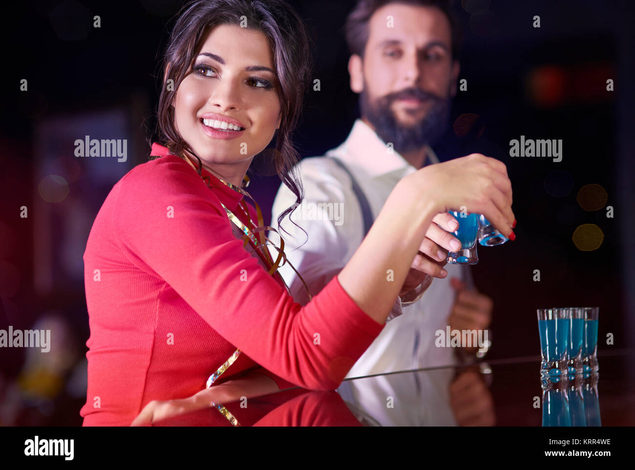 Woman ignored man while toasting Stock Photo - Alamy