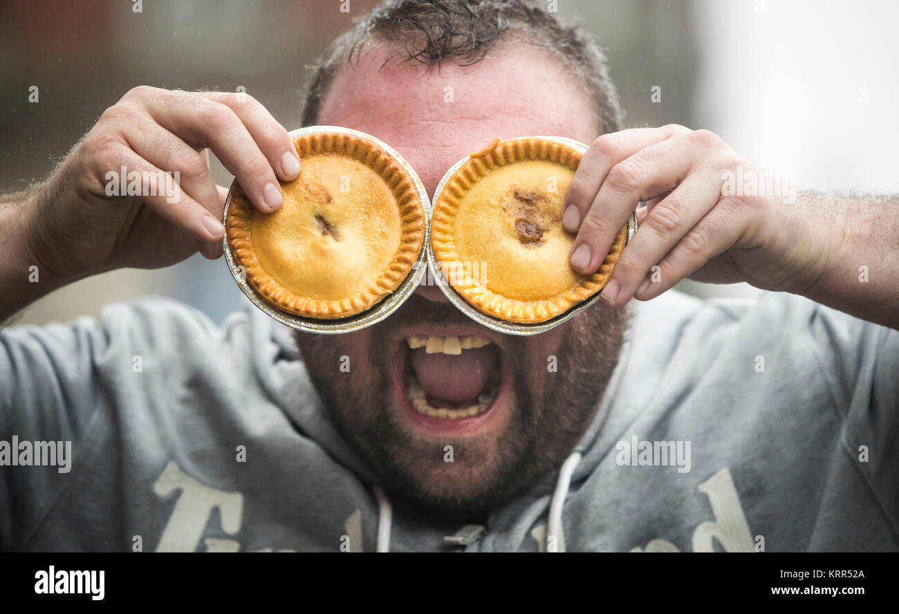 World Pie Eating Champion Martin Appleton-Clare after winning the World ...