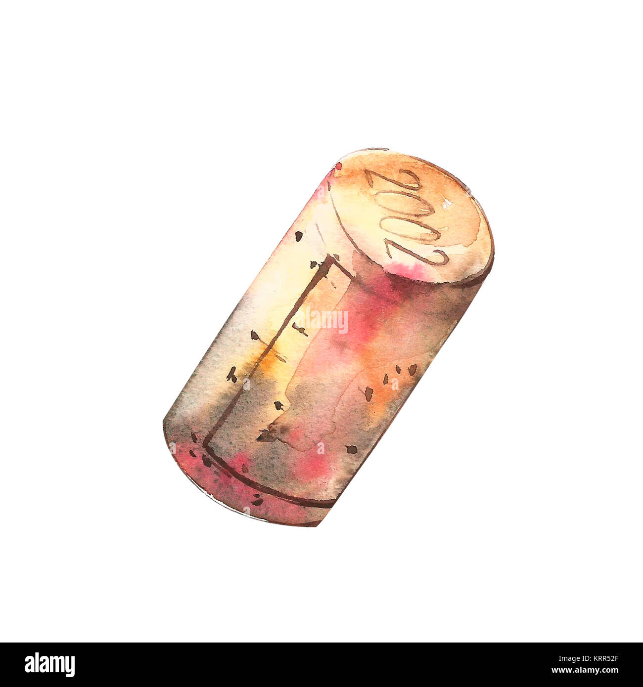 Close up of a wine cork opener on white background. Hand drawn ...