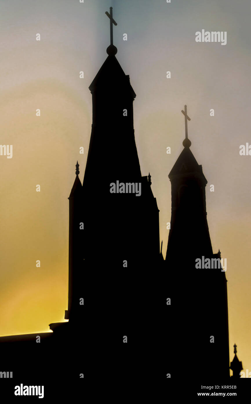 Exterior detail facade of famous wooden catholic church at Castro city ...