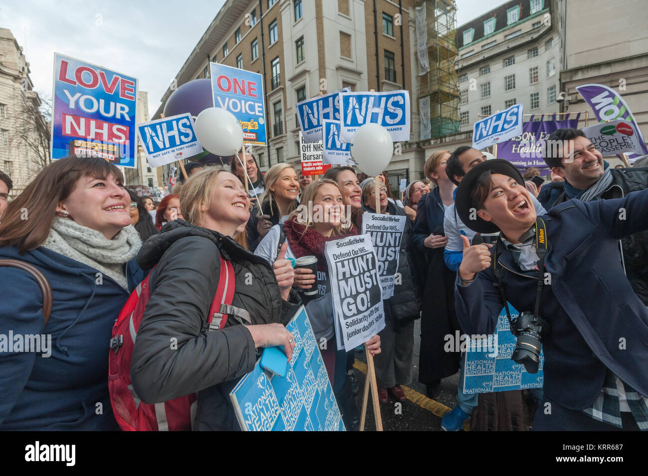 National Health Singers take a mass 'selfie' before the march to save ...