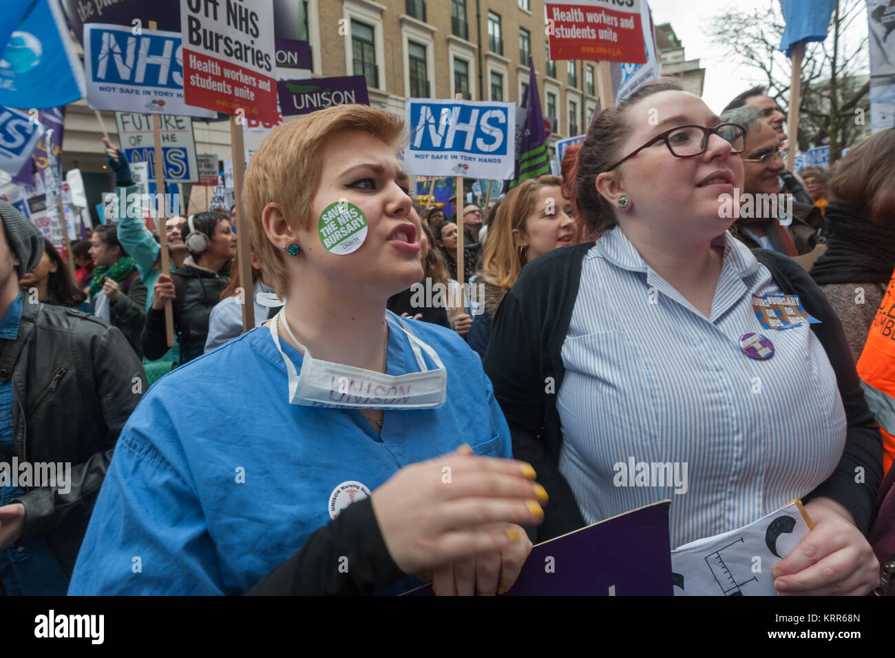 Studnet nurses listen to speakers before the march to save NHS Student ...
