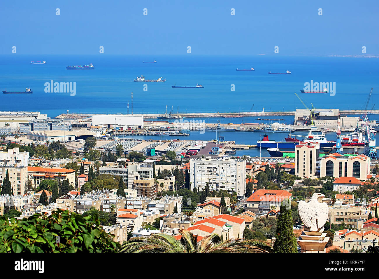 View of Haifa port, cityscape and coast of Haifa, Israel Stock Photo ...