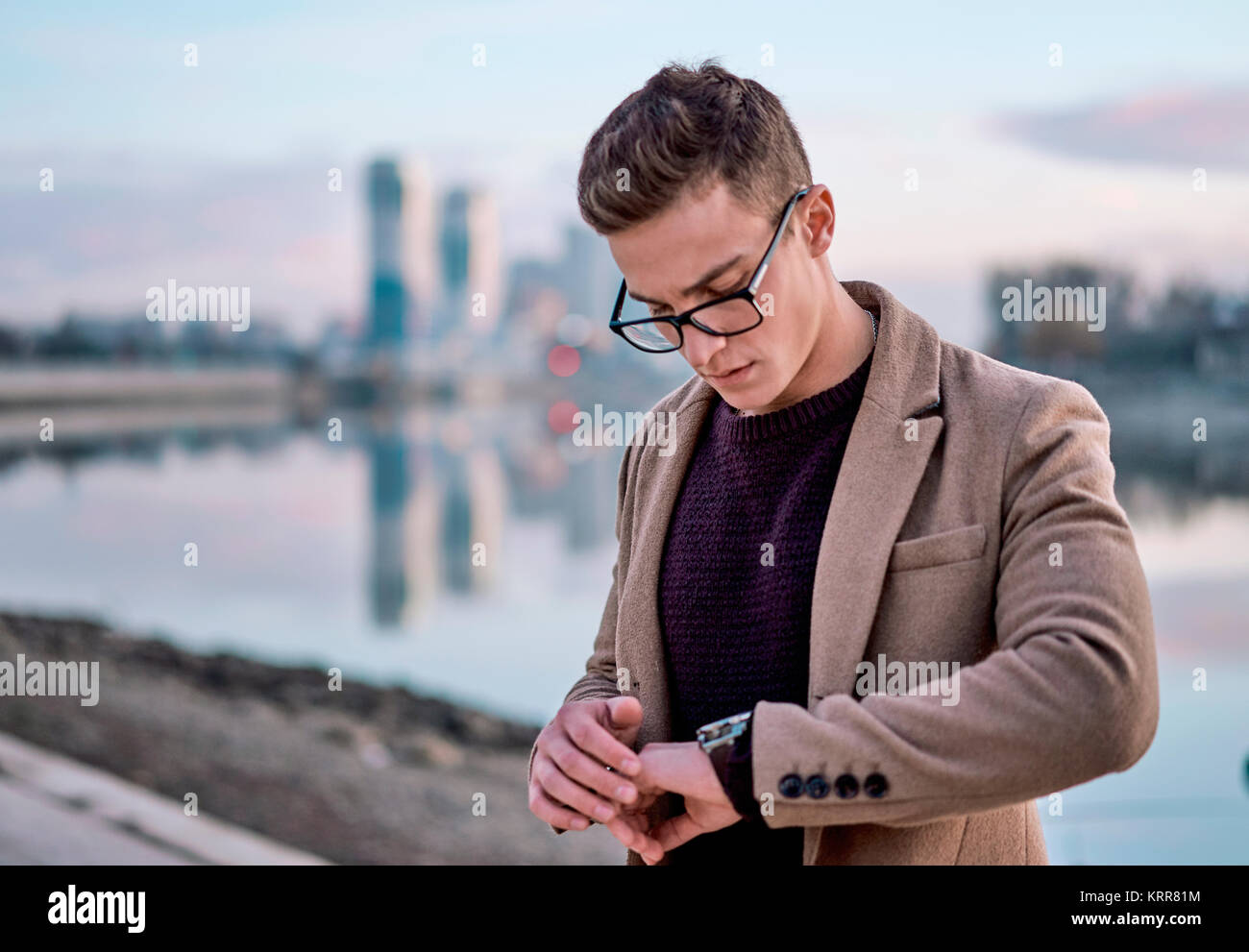 Happy confident man walking along hi-res stock photography and images ...