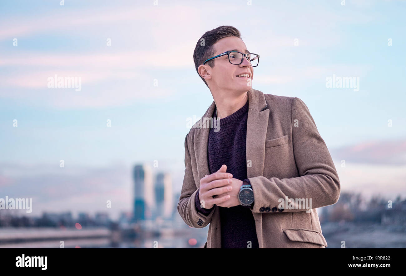 Happy confident man walking along hi-res stock photography and images ...