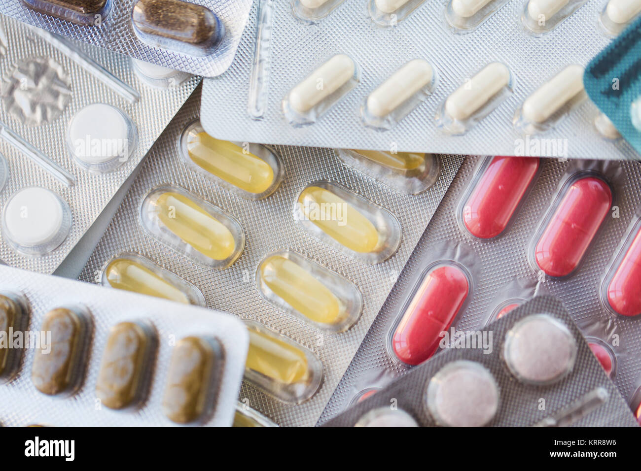 different pills and capsules of drugs Stock Photo - Alamy