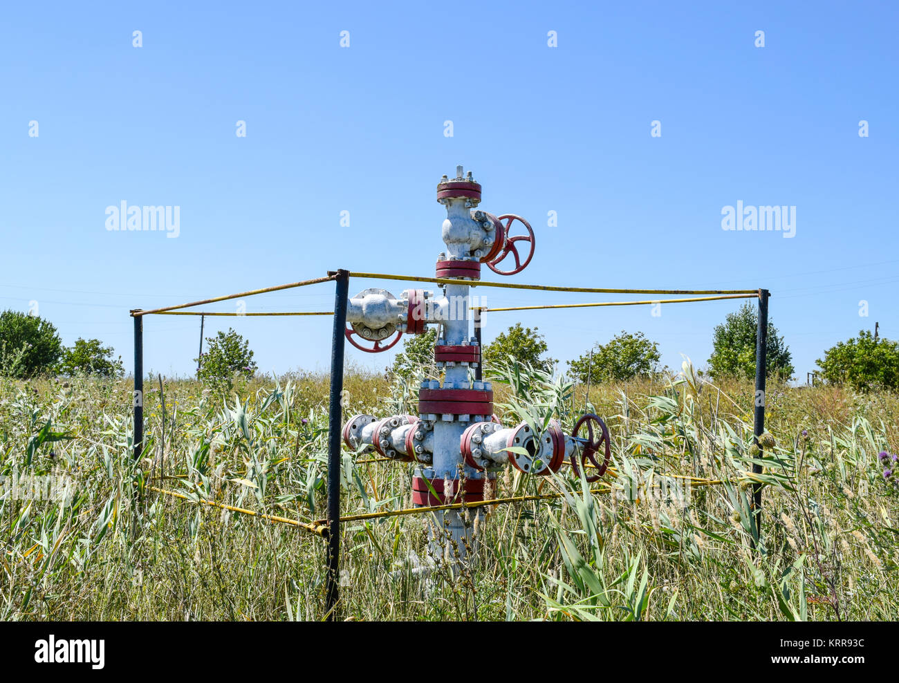 Well for oil and gas production. Oil well wellhead equipment. Oil ...