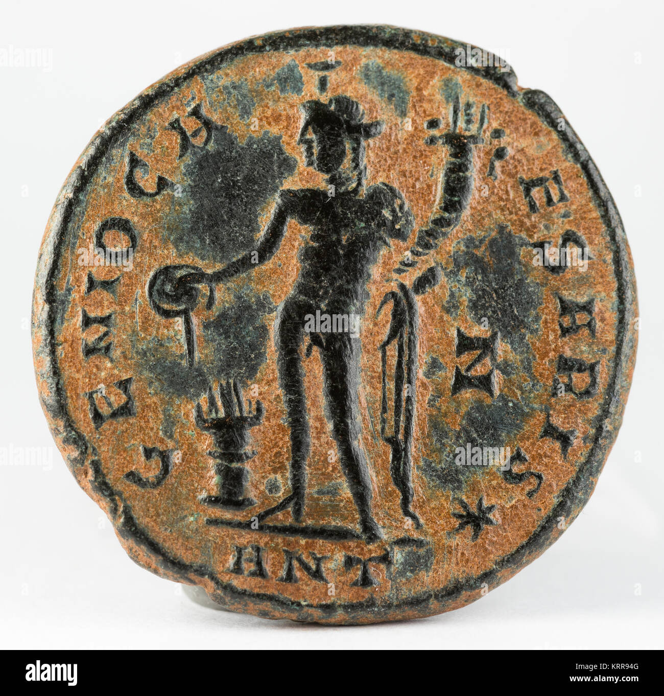 Ancient Roman copper coin of Emperor Galerius Maximian. Reverse Stock ...