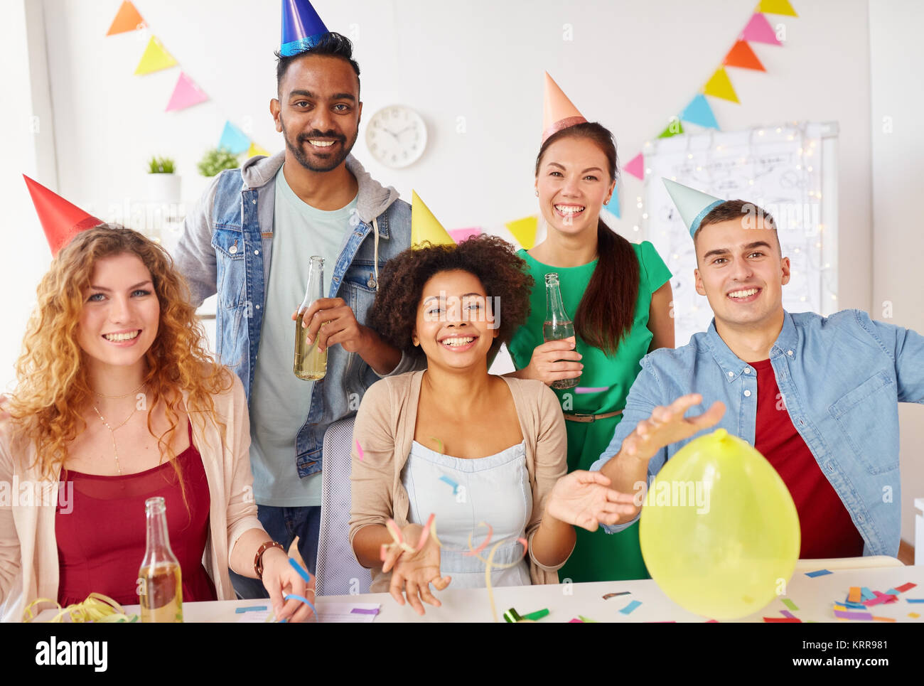 happy team having fun at office party Stock Photo - Alamy