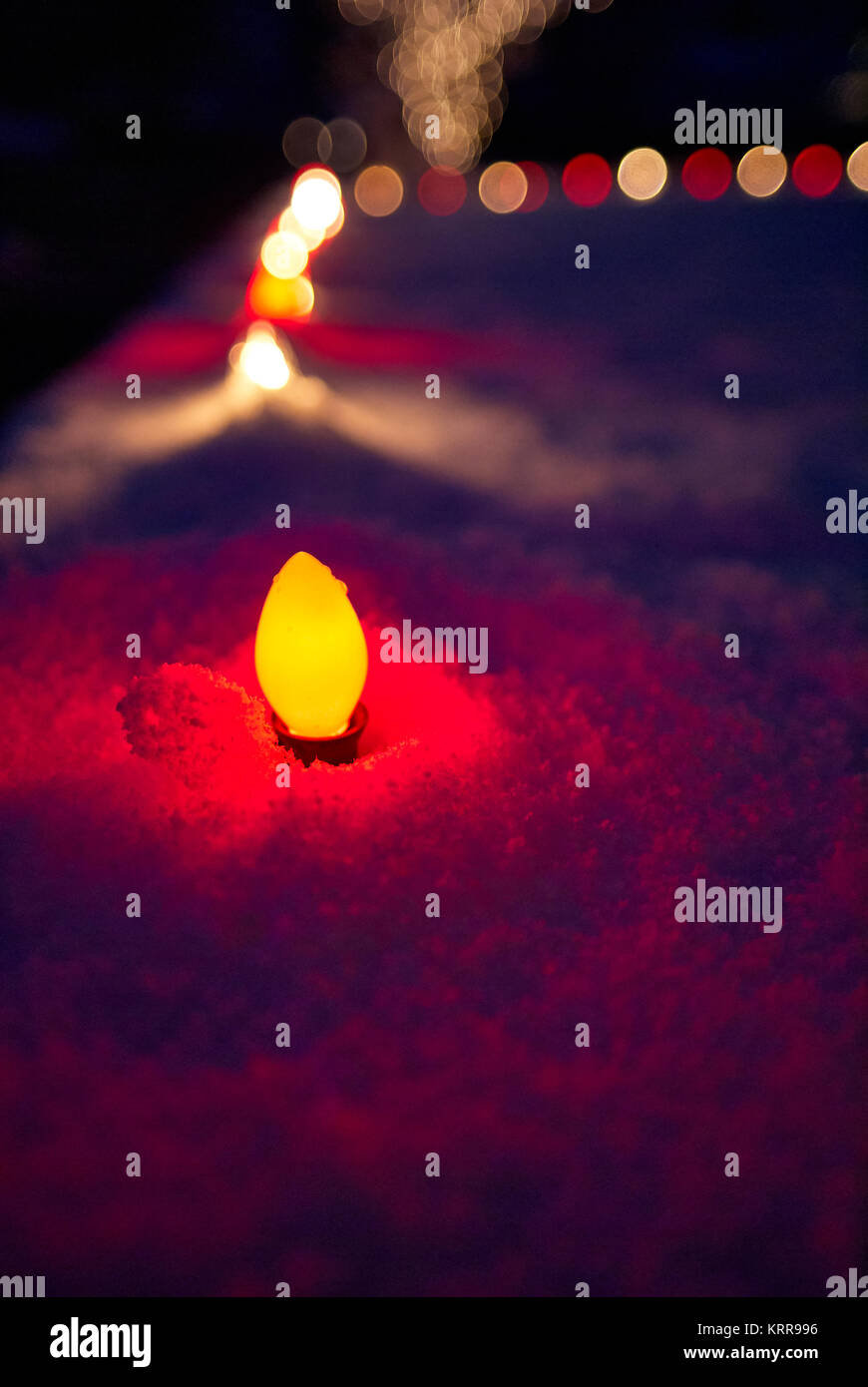 christmas lights in the snow Stock Photo - Alamy