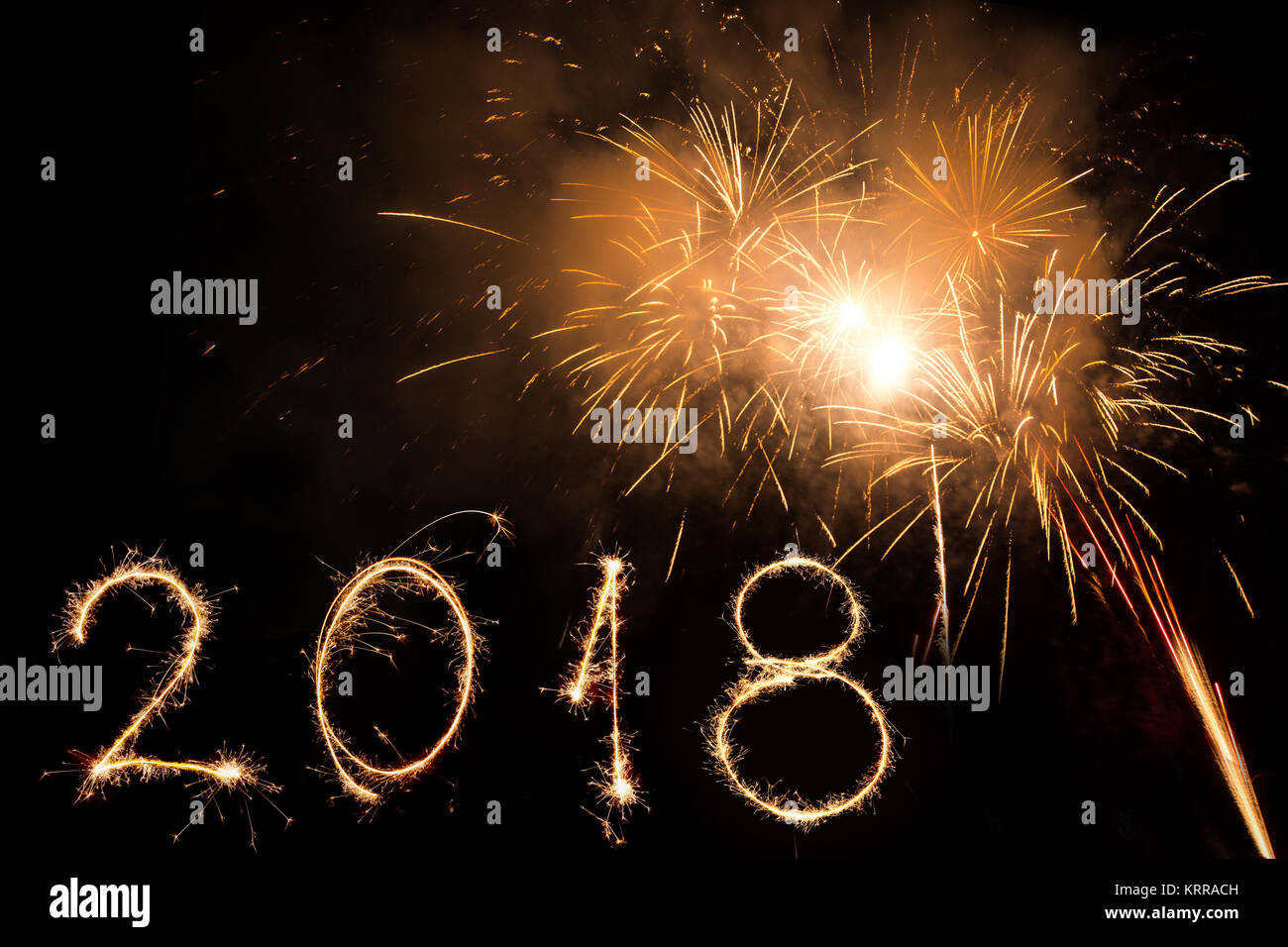 2018 made with sparklers on black background Stock Photo - Alamy