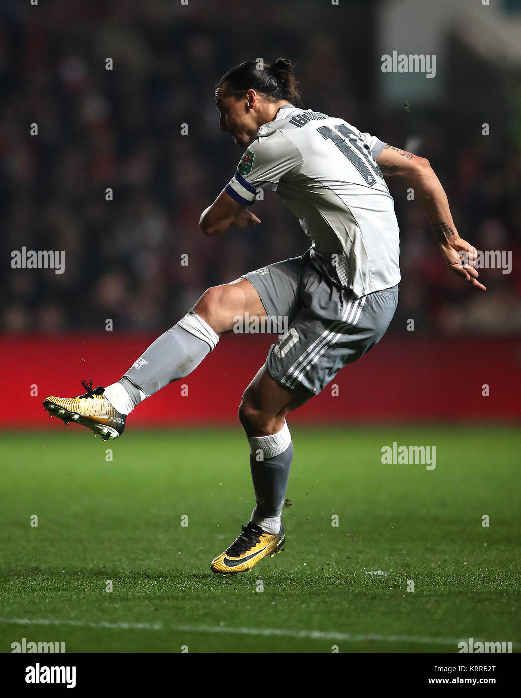 Manchester United's Zlatan Ibrahimovic scores his side's first goal of ...