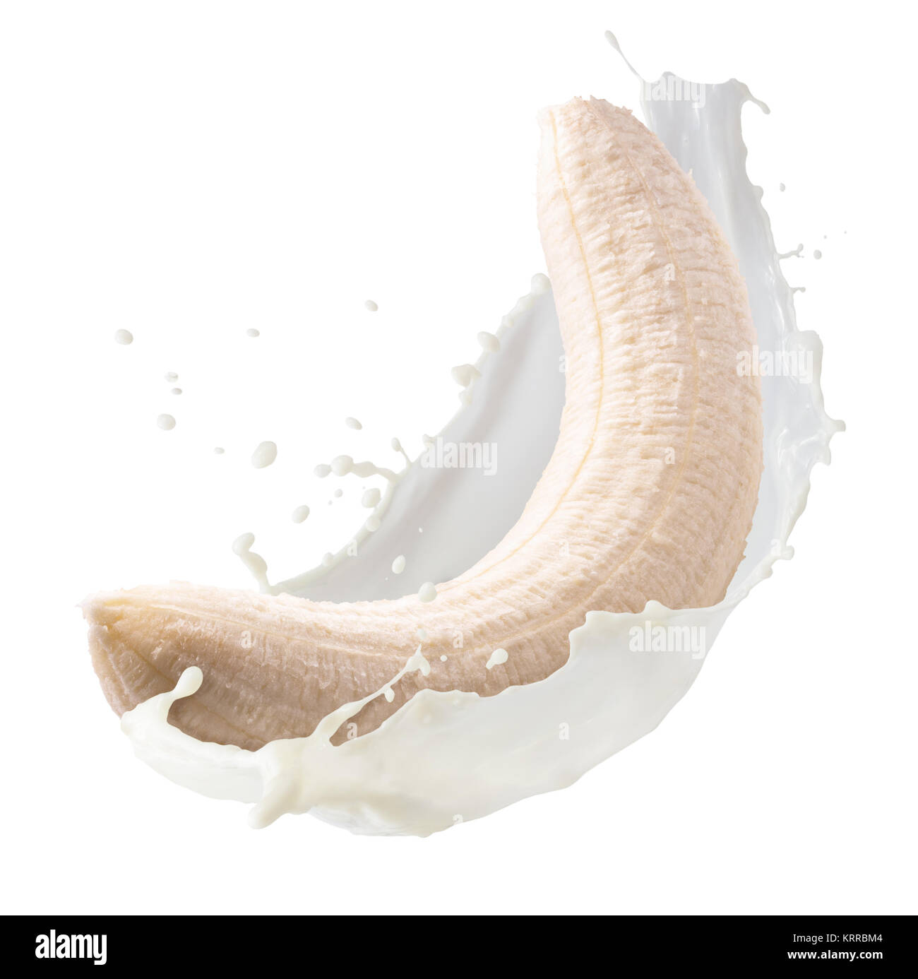 banana in milk splash isolated on a white background Stock Photo - Alamy