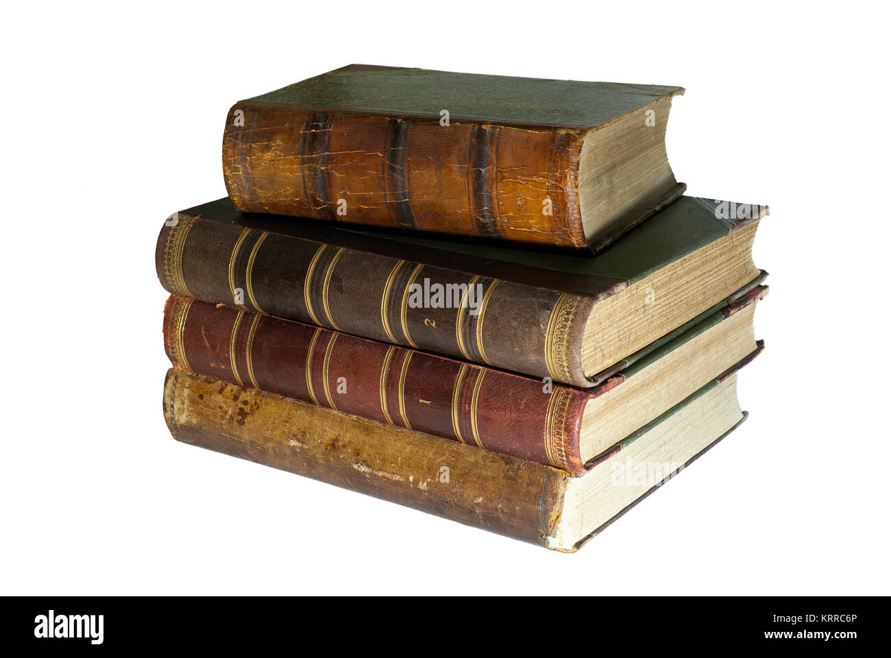 A stack of four ancient books isolated Stock Photo - Alamy