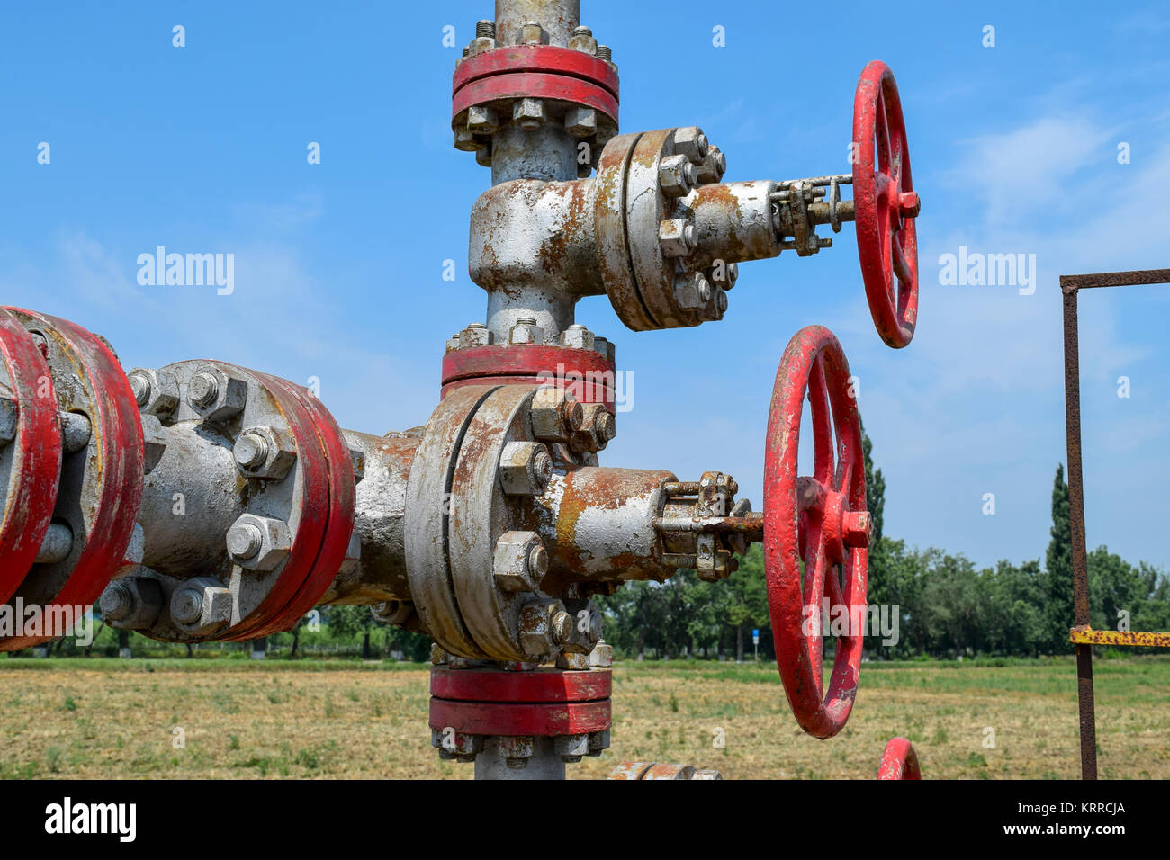 Oil well wellhead equipment. Hand valve with handwheel for opening and ...