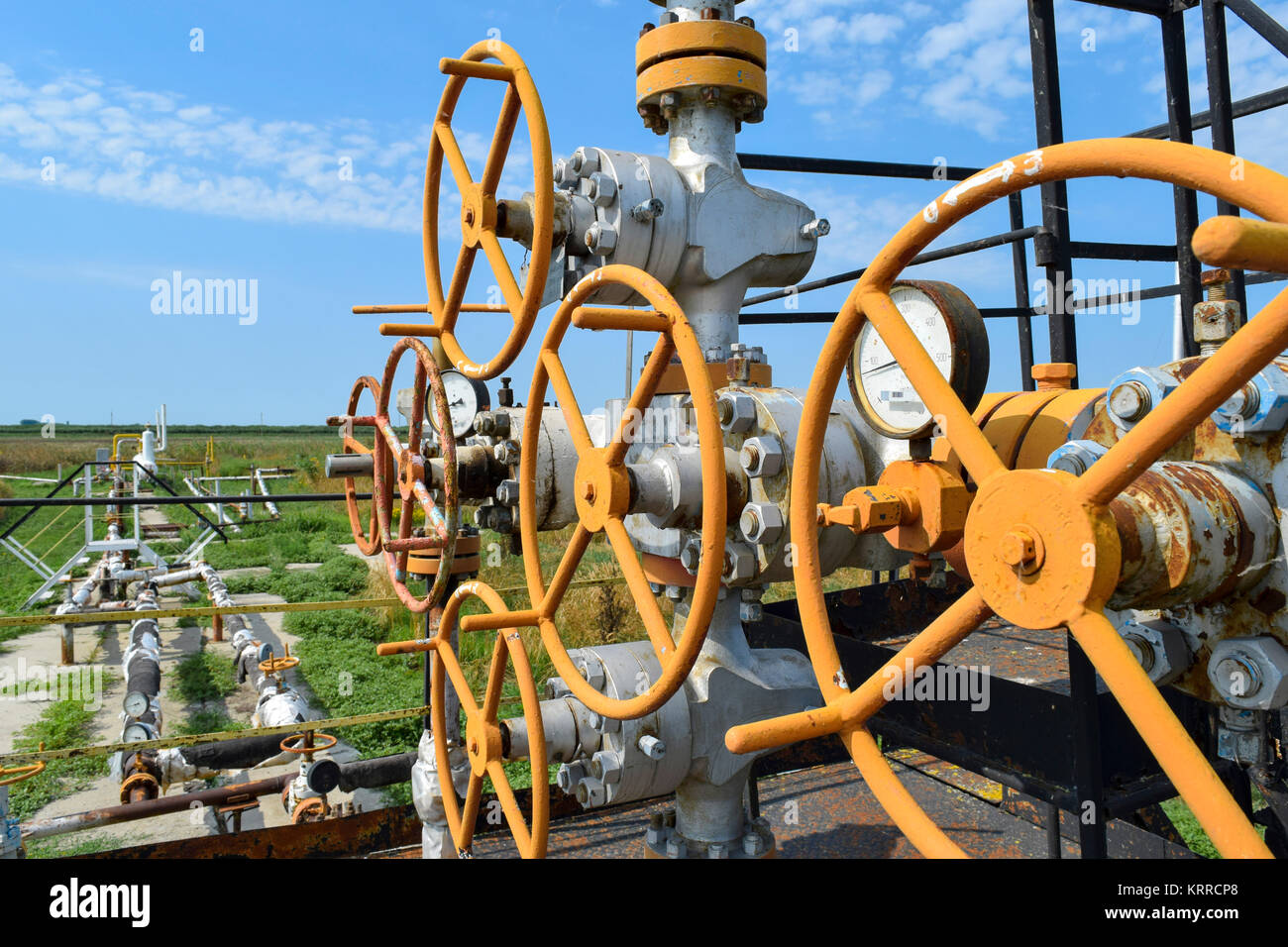 Well for oil and gas production. Oil well wellhead equipment. Oil ...