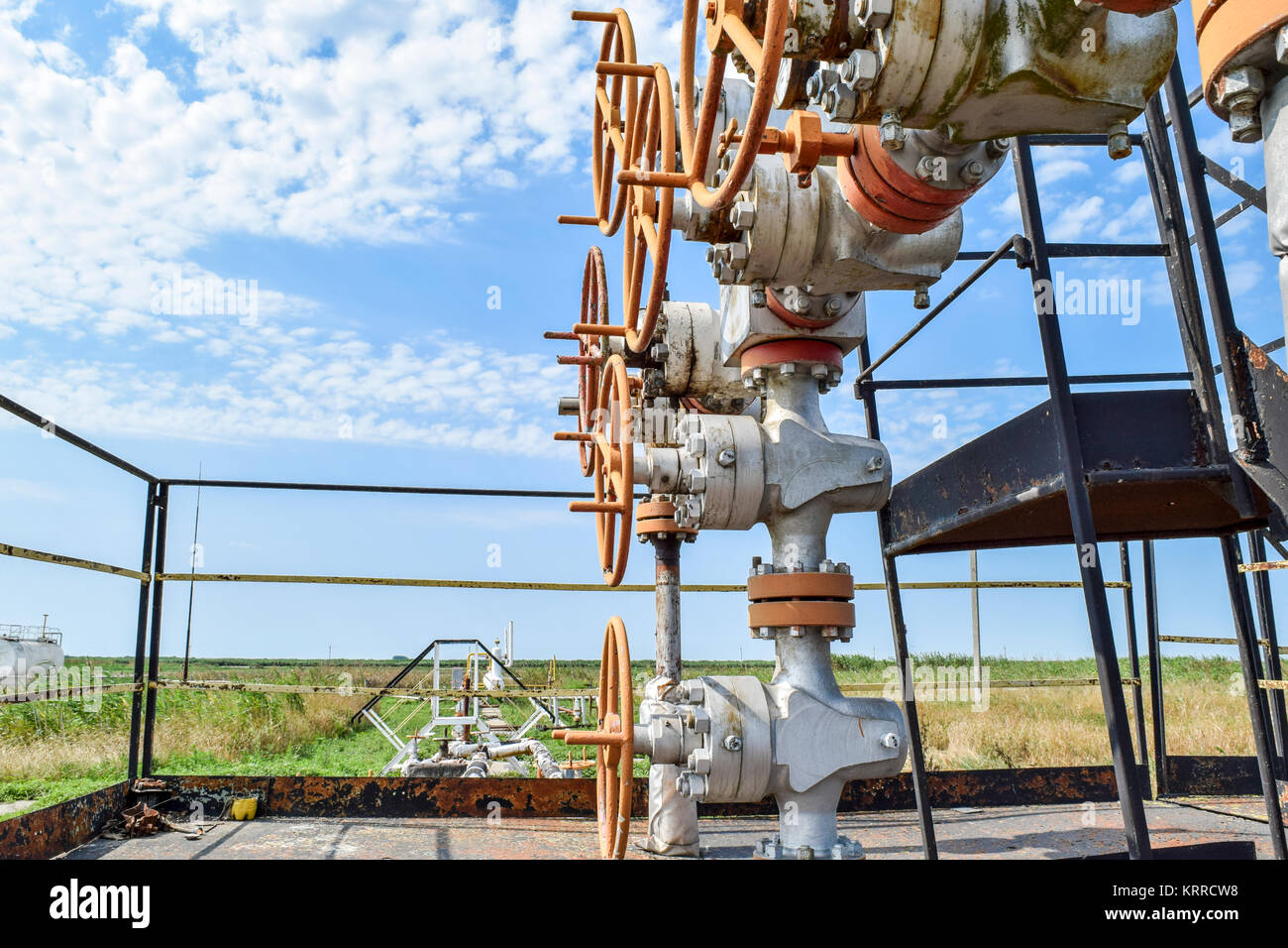 Well for oil and gas production. Oil well wellhead equipment. Oil ...