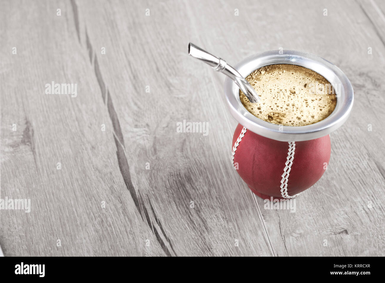 Yerba mate in a traditional calabash gourd, text space Stock Photo - Alamy