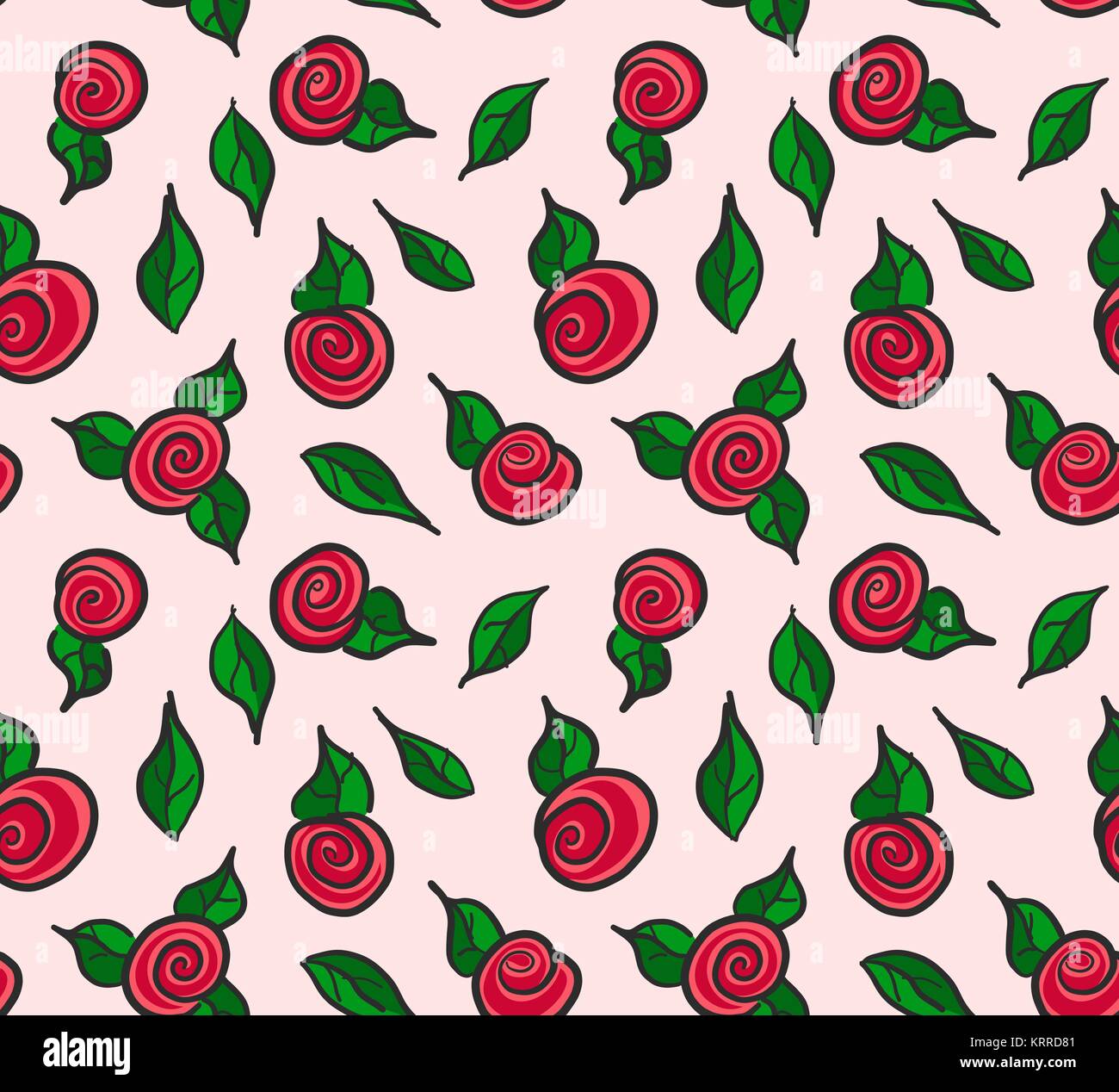 Seamless pattern hand drawn red roses, vector Stock Vector Image & Art ...