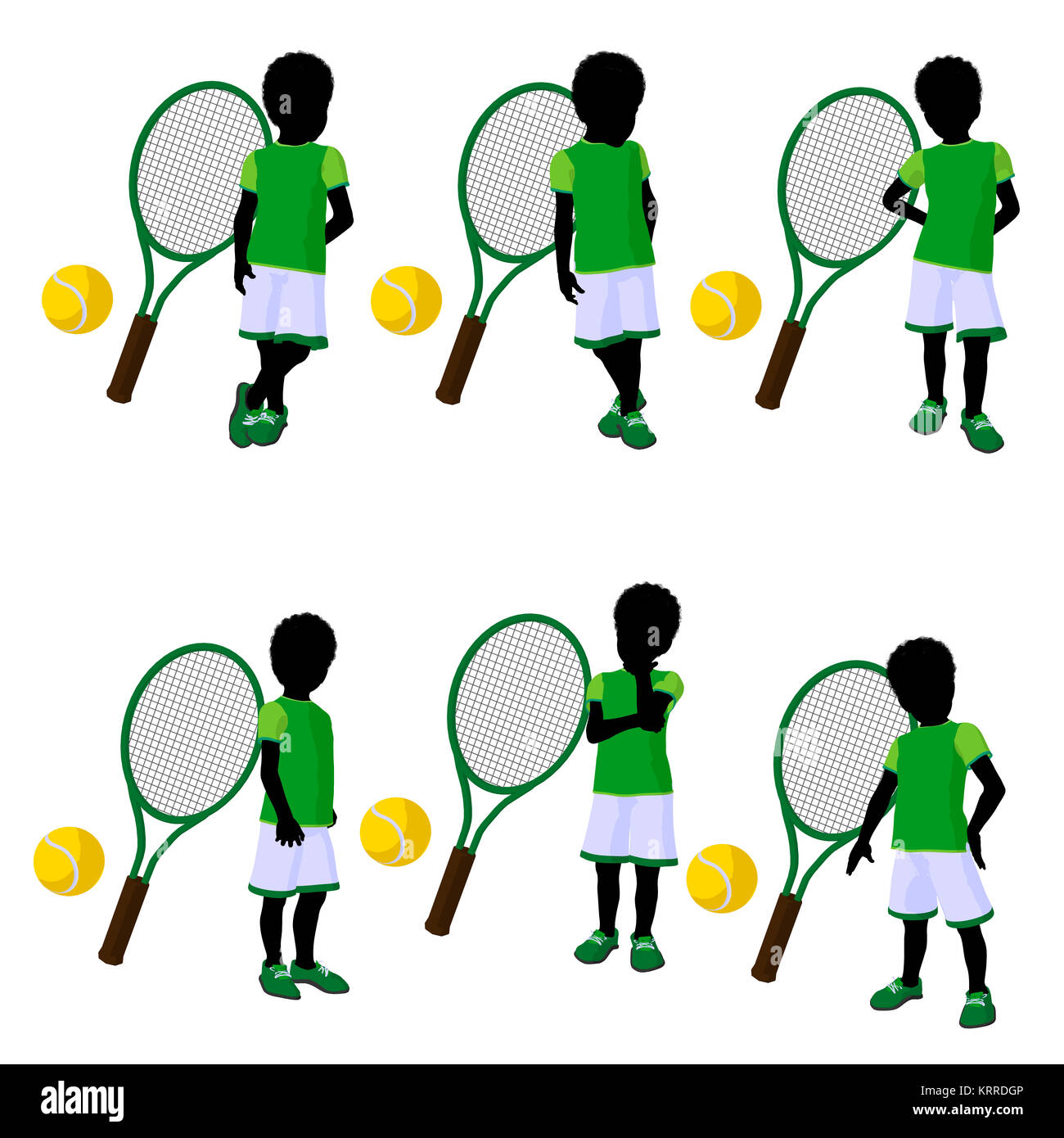 African american teen tennis player with a tennis racket and ball on a ...