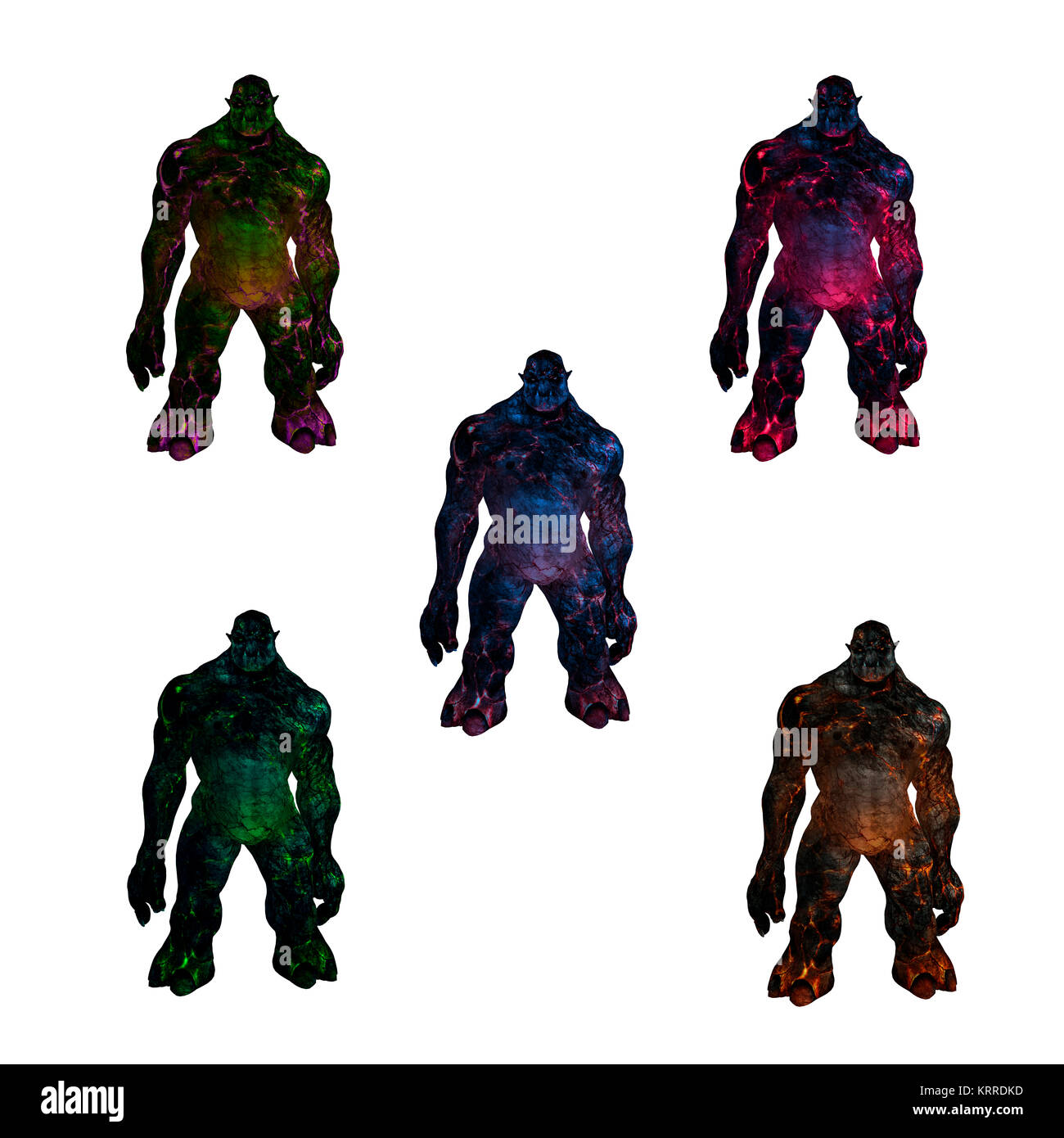 Multi colored trolls standing ready for battle Stock Photo - Alamy