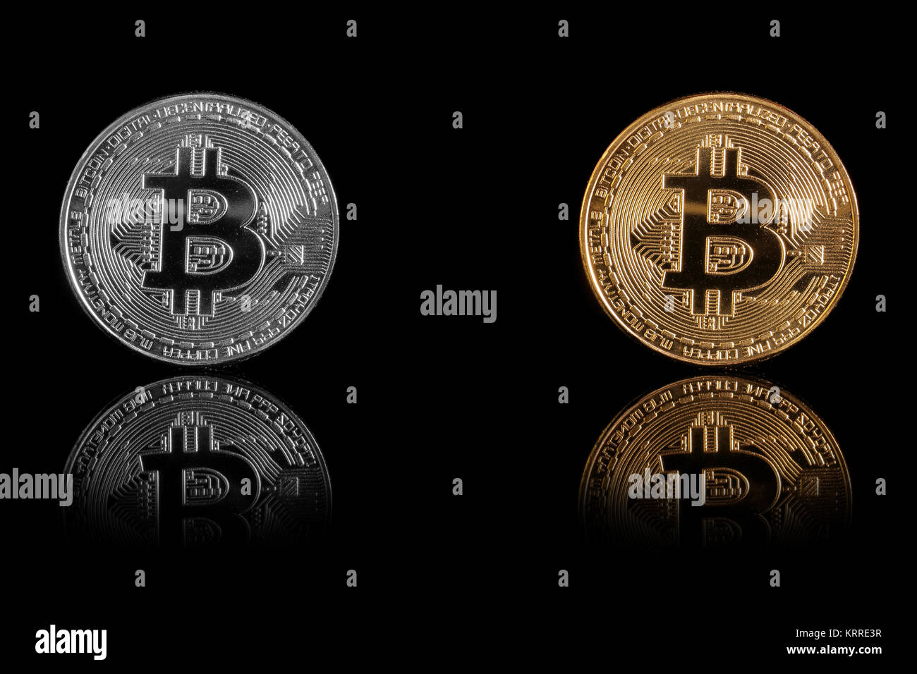 gold silver bitcoin isolated on black background Stock Photo - Alamy