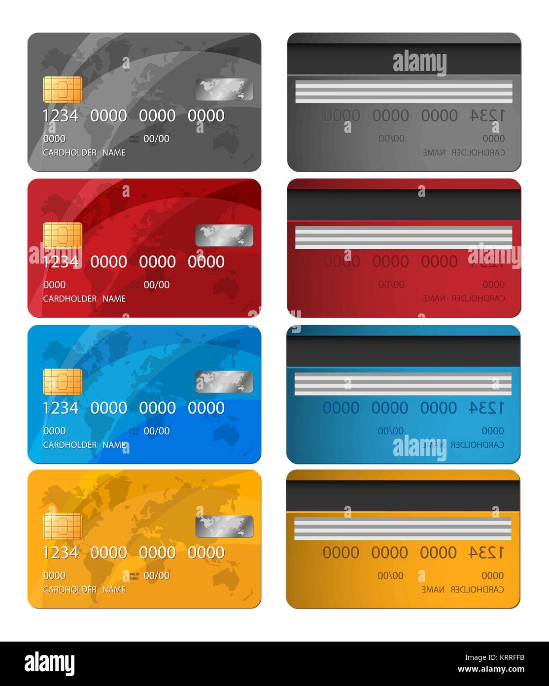 Set of Vector Credit Card two sides. Credit card vector illustration ...