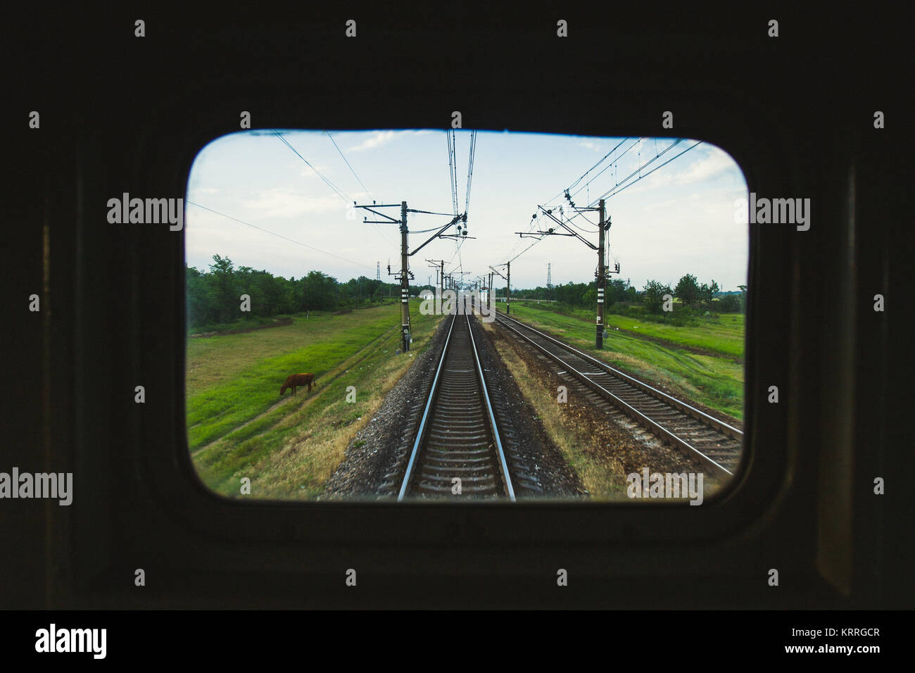View through train window Stock Photo - Alamy