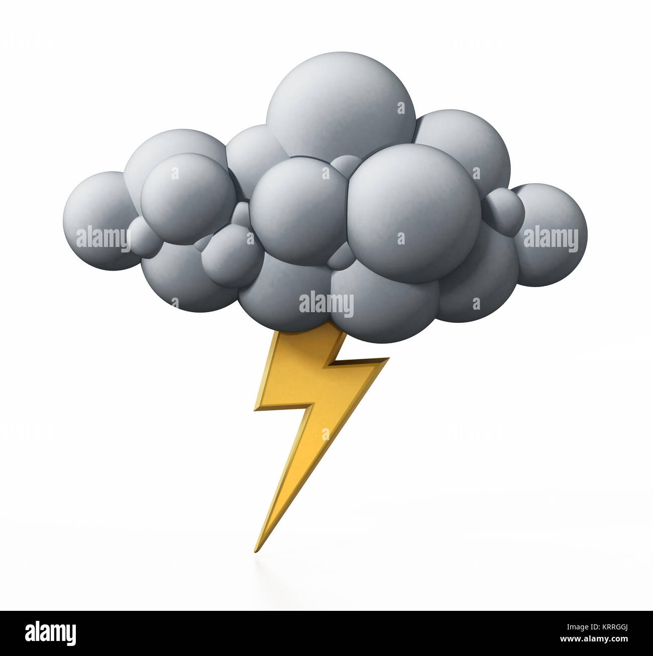 Cloud and flash symbol isolated on white background. 3D illustration ...
