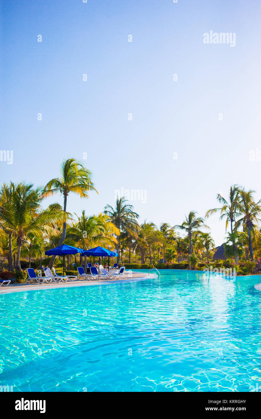 Beautiful luxury landscape around swimming pool in hotel resort Stock ...