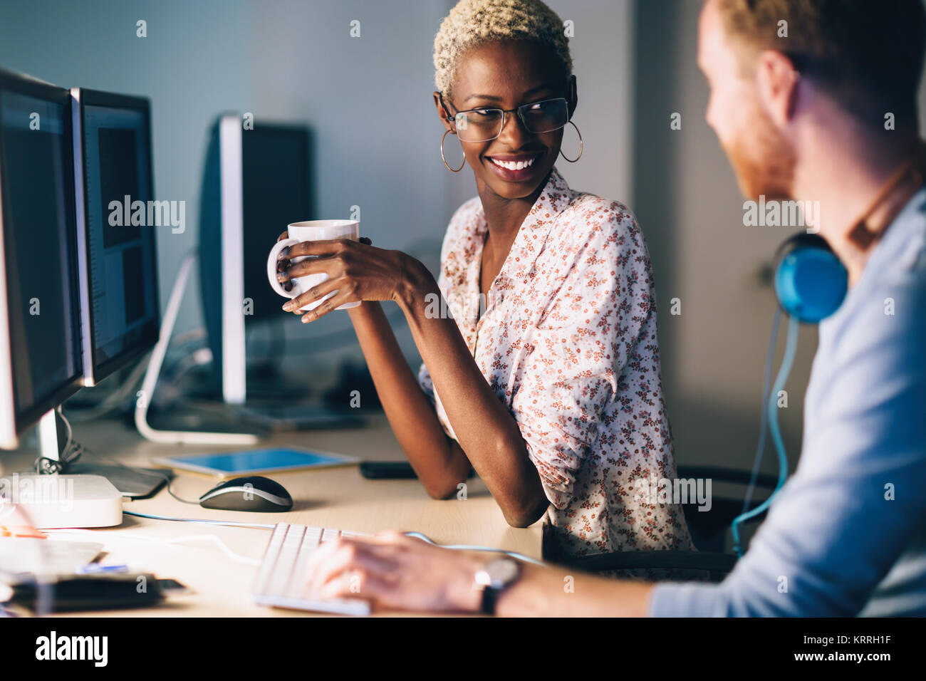 Software engineers working on project and programming in company Stock ...